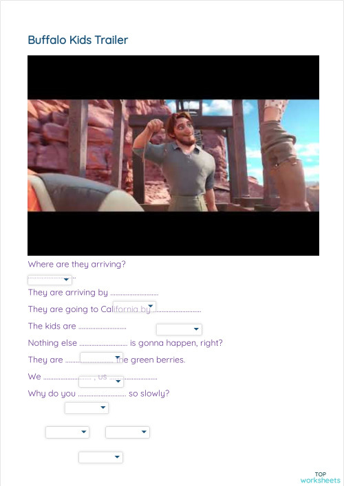 Buffalo Kids Trailer A1 (TT3). Interactive worksheet | TopWorksheets