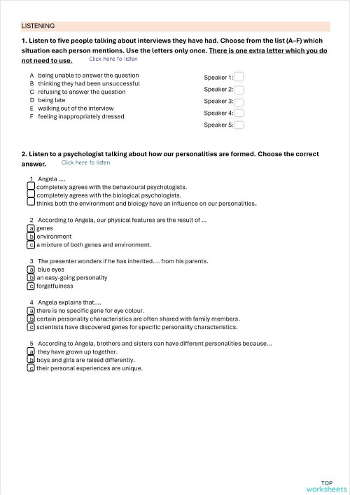 End of unit 1. Interactive worksheet | TopWorksheets