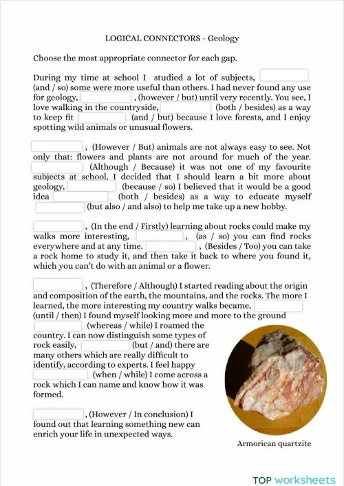 Connectors: interactive worksheets and online exercises | TopWorksheets