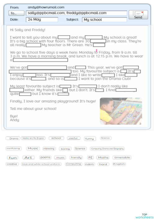 complete the blank spaces. Interactive worksheet | TopWorksheets