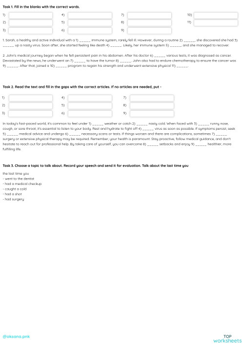 Module 4: Health and medicine (Revision). Interactive worksheet ...