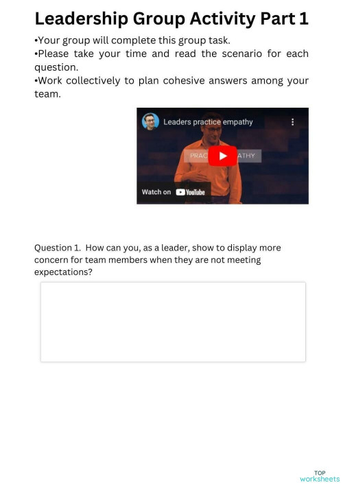 EQ Leadership Worksheet 1. Interactive worksheet | TopWorksheets