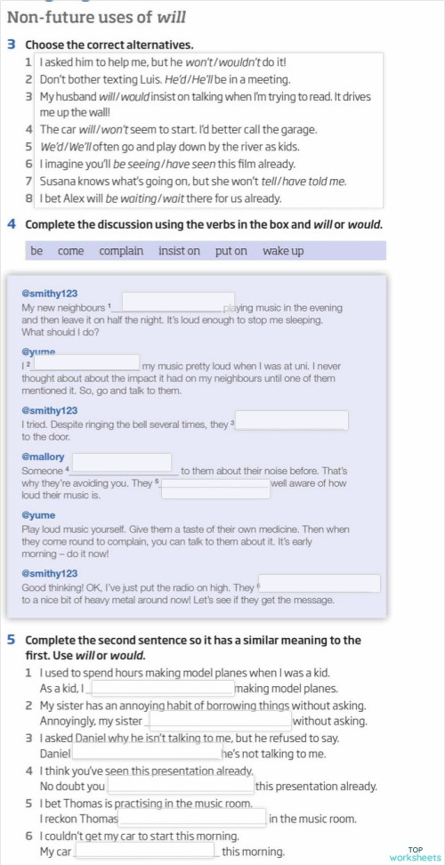non-future WILL. Interactive worksheet | TopWorksheets