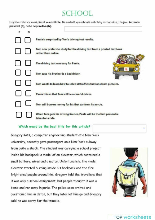 School. Interactive worksheet | TopWorksheets