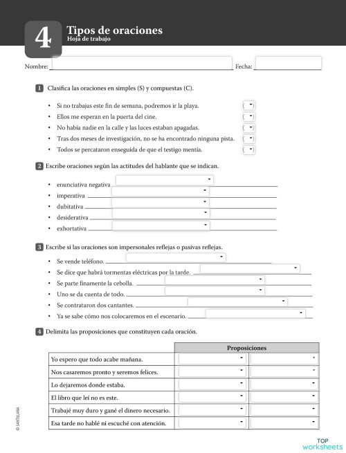 Hojas De Trabajo De Oraciones Compuestas Hojas De Trabajo De