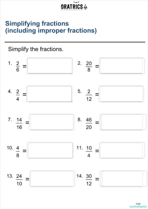 Fractions OO. Interactive worksheet | TopWorksheets