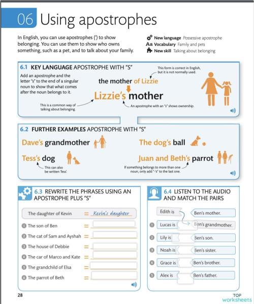 Using apostrophes level 1 /1. Interactive worksheet | TopWorksheets