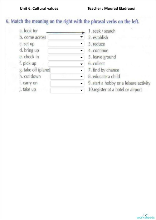 Phrasal verbs 4. Interactive worksheet | TopWorksheets