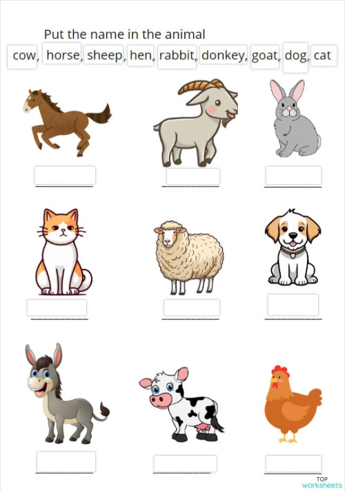 Farm Animals. Interactive worksheet | TopWorksheets