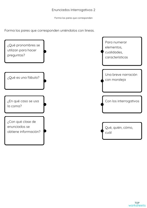 Enunciados Interrogativos 2. Ficha interactiva | TopWorksheets
