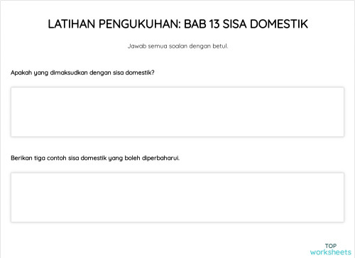 LATIHAN PENGUKUHAN: BAB 13 SISA DOMESTIK. Interactive worksheet ...
