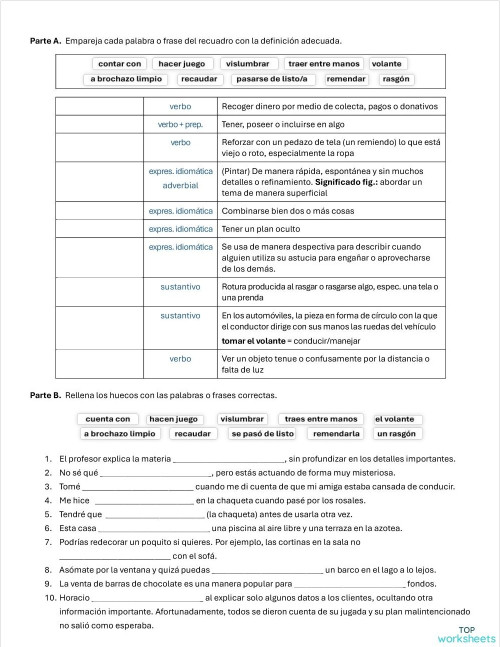 TL - Book 1 - Chapter 7. Ficha interactiva | TopWorksheets