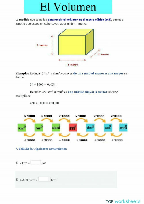 Metro cubico interactive. Ficha interactiva | TopWorksheets