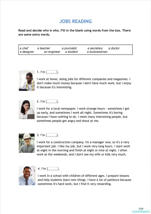 Primary- Jobs. Interactive worksheet | TopWorksheets