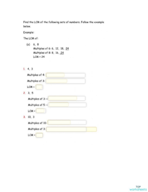 LCM CLASS 5. Interactive worksheet | TopWorksheets