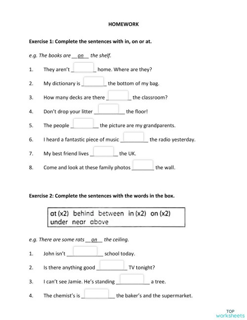 Week 25 - Homework. Interactive worksheet | TopWorksheets