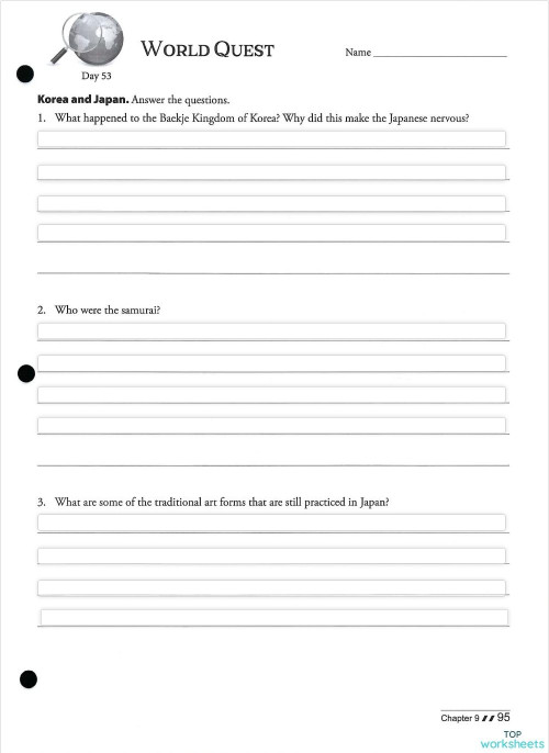 Chapter 9: World Quest Pg 95-96. Interactive worksheet | TopWorksheets