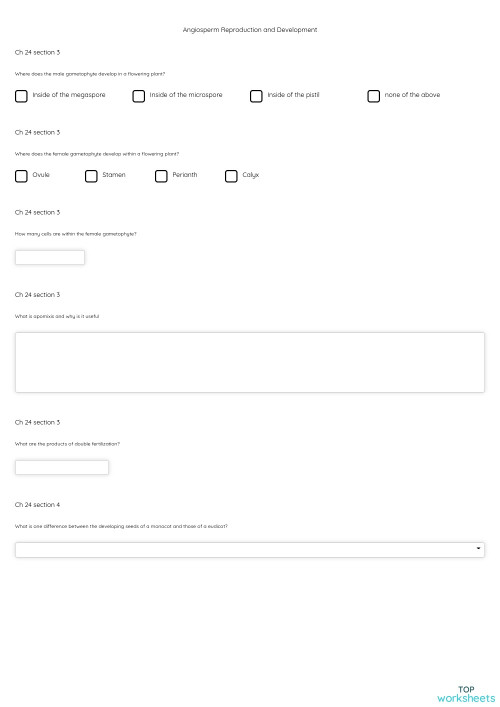 Angiosperm And Gymnosperm Worksheet Free Printable