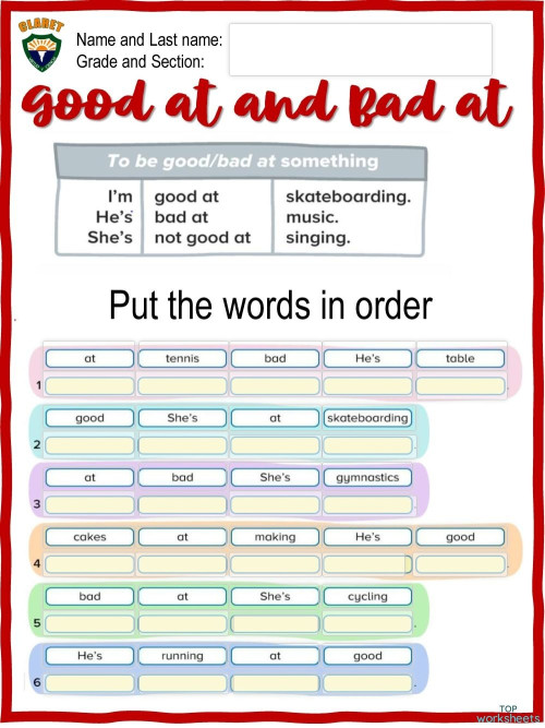 6th grade. Review Grammar Unit 3 O. Interactive worksheet | TopWorksheets