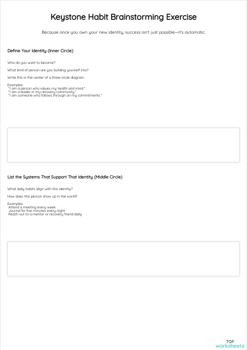 Keystone Habit Brainstorming Exercise. Interactive worksheet ...