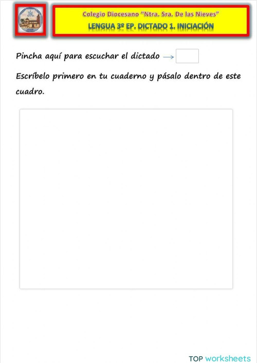 Dictado 1. Iniciación. Ficha interactiva | TopWorksheets