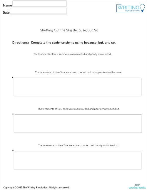 SOS Lesson 11 Because But So. Interactive worksheet | TopWorksheets