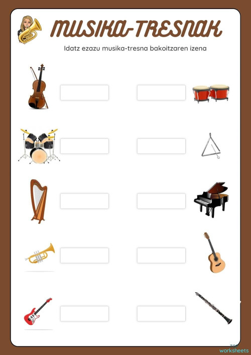 MUSIKA-TRESNEN IRUDIAK. Interactive worksheet | TopWorksheets
