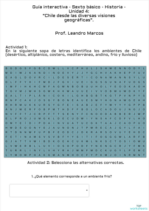 Ficha interactiva - Sexto básico - Unidad 4 - Historia - Leandro Marcos ...