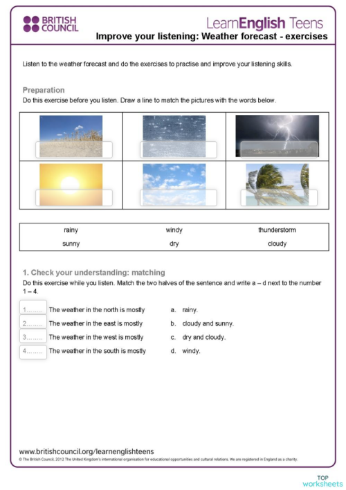 Weather forecast. Interactive worksheet | TopWorksheets