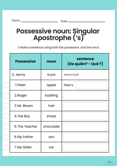 Possessive Nouns: interactive worksheets and online exercises ...
