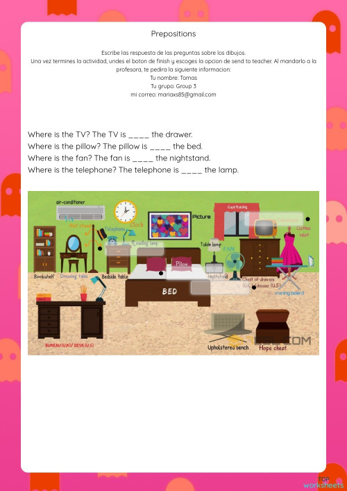 Prepositions of place. Interactive worksheet | TopWorksheets
