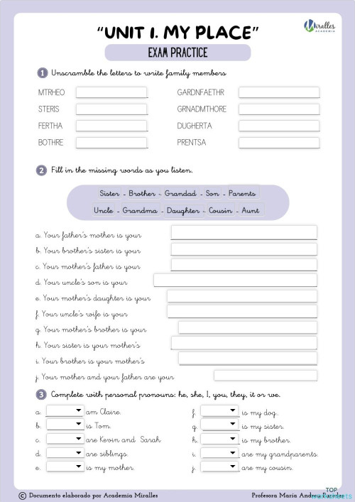 Exam practice. Unit 1 "My place". Interactive worksheet | TopWorksheets