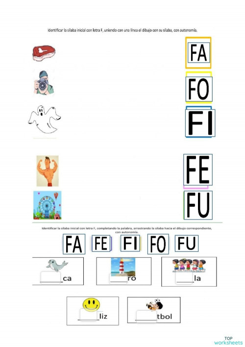 LA LETRA F. Ficha interactiva | TopWorksheets
