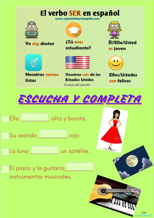 El verbo SER. Ficha interactiva | TopWorksheets