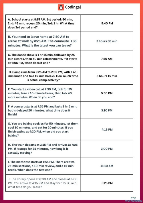 Time: interactive worksheets and online exercises | TopWorksheets