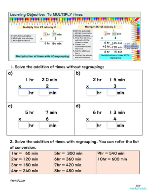 MULTIPLICATION OF TIMES. Interactive worksheet | TopWorksheets