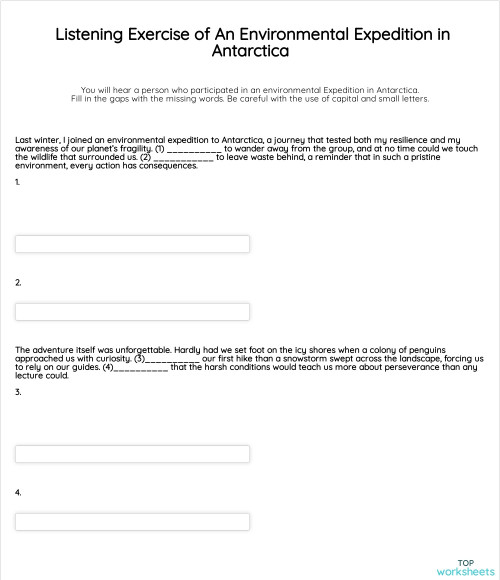️ Listening Exercise of An Environmental Expedition to Antarctica ...