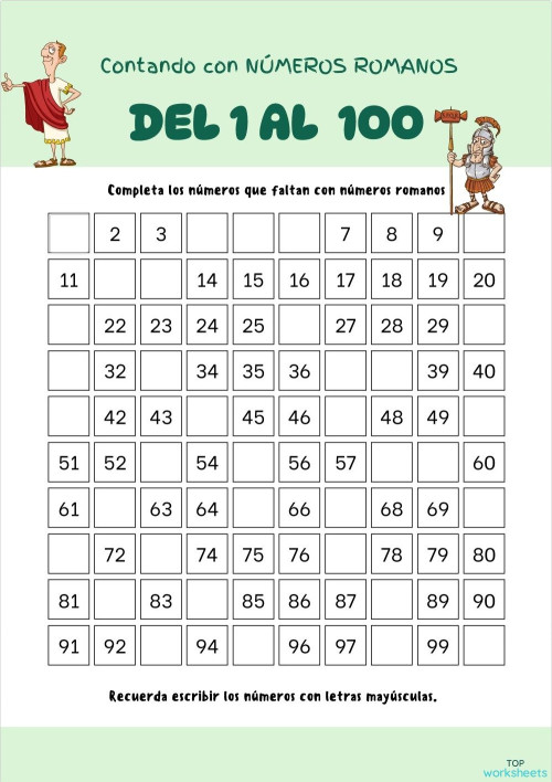 Hojas De Trabajo Sobre El Tiempo Con Números Romanos NUMEROS ROMANOS