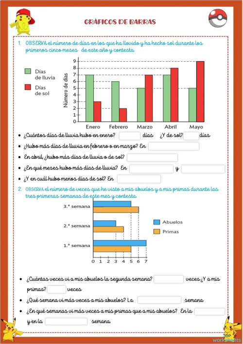 16. GRÁFICOS DE BARRAS. Ficha interactiva | TopWorksheets