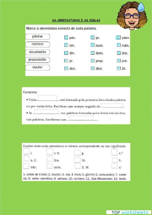 Siglas e abreviaturas. Interactive worksheet | TopWorksheets