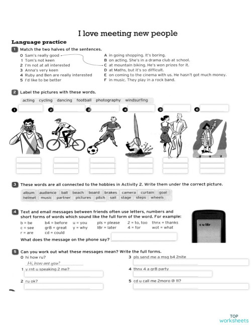 ACT 1-I LOVE MEETING NEW PEOPLE. Interactive worksheet | TopWorksheets