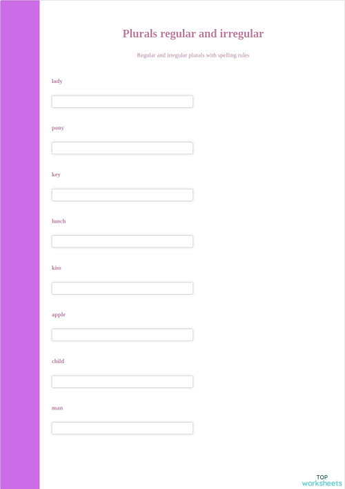 Plurals regular and irregular. Interactive worksheet | TopWorksheets