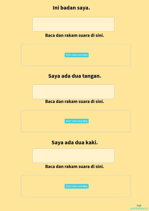 L1-Badan saya. Interactive worksheet | TopWorksheets