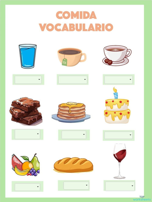 Vocabulario Comida WS. Ficha interactiva | TopWorksheets