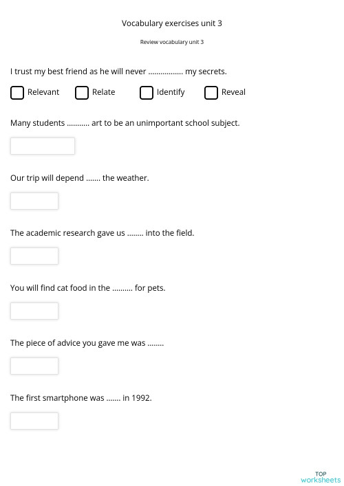 Unit 4 - Lesson 3. Interactive worksheet | TopWorksheets