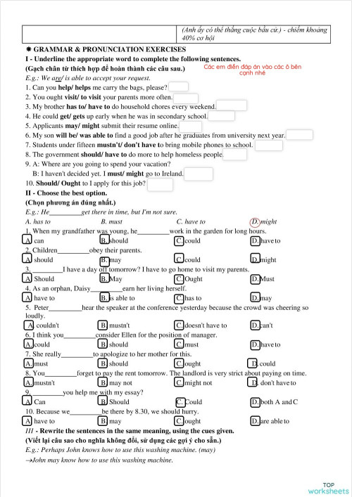Week 4 day 3 Modal verbs. Interactive worksheet | TopWorksheets