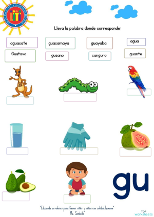 Palabras con gu. Ficha interactiva | TopWorksheets
