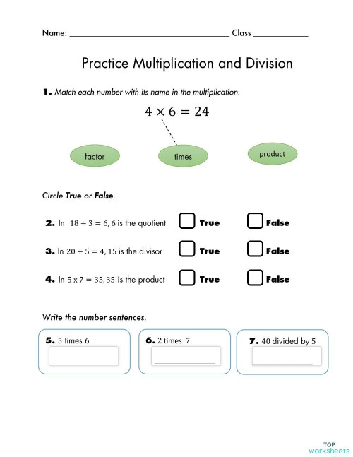 Practice Division. Interactive worksheet | TopWorksheets