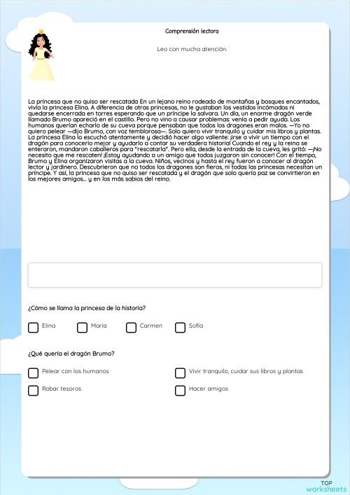Comprensión lectora. Ficha interactiva | TopWorksheets