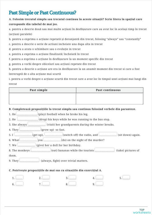 Past Simple vs Past Continuous. Interactive worksheet | TopWorksheets